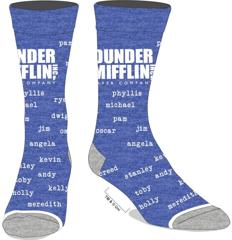 Socks - The Office - Dunder Mifflin Blue with Name 1 Pair Crew – Chez ...
