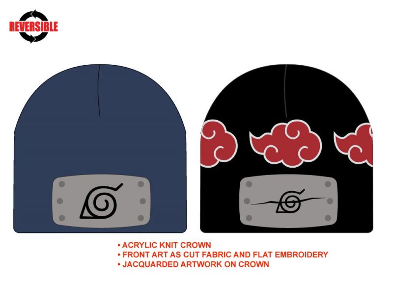 Beanie - Naruto Shippuden - Konoha Village and Akatsuki Reversible ...