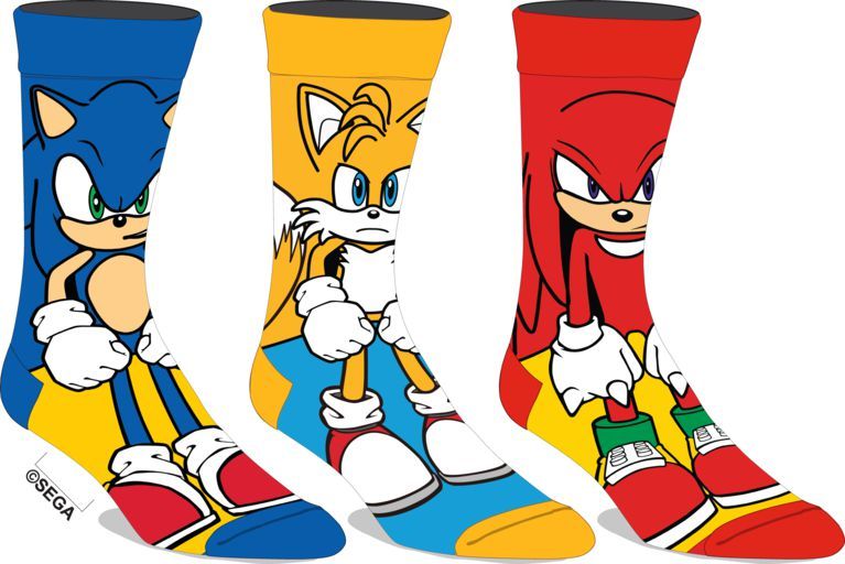 Socks - Sonic the Hedgehog - Sonic Tails and Knuckle 3 Pair Pack Crew ...